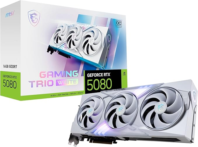 MSI Gaming RTX 5080 16G Gaming Trio OC White Graphics Card | PC PLUG HAWAII
